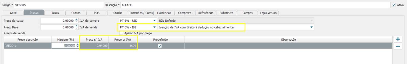 IVA zero no cabaz de alimentos - Softpack- software Gestwin